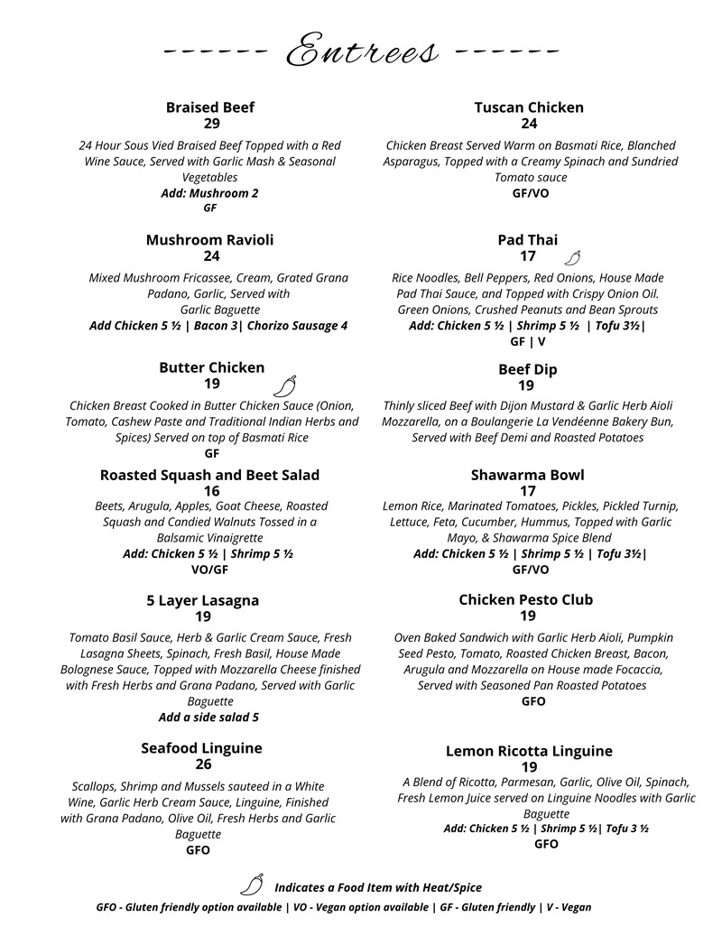 Main Menu & Specials